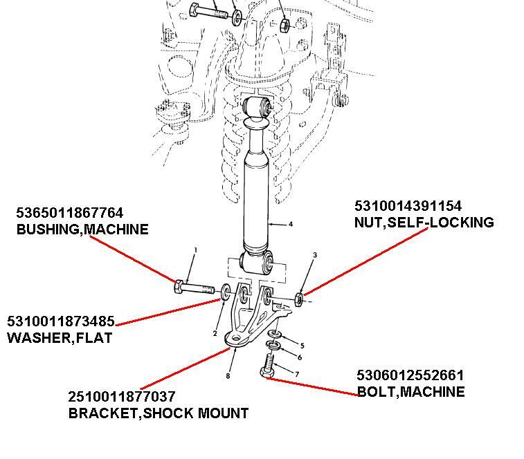HMMWV HUMMER H1 SHOCK ABSORBER BOLT WITH NUT | eBay