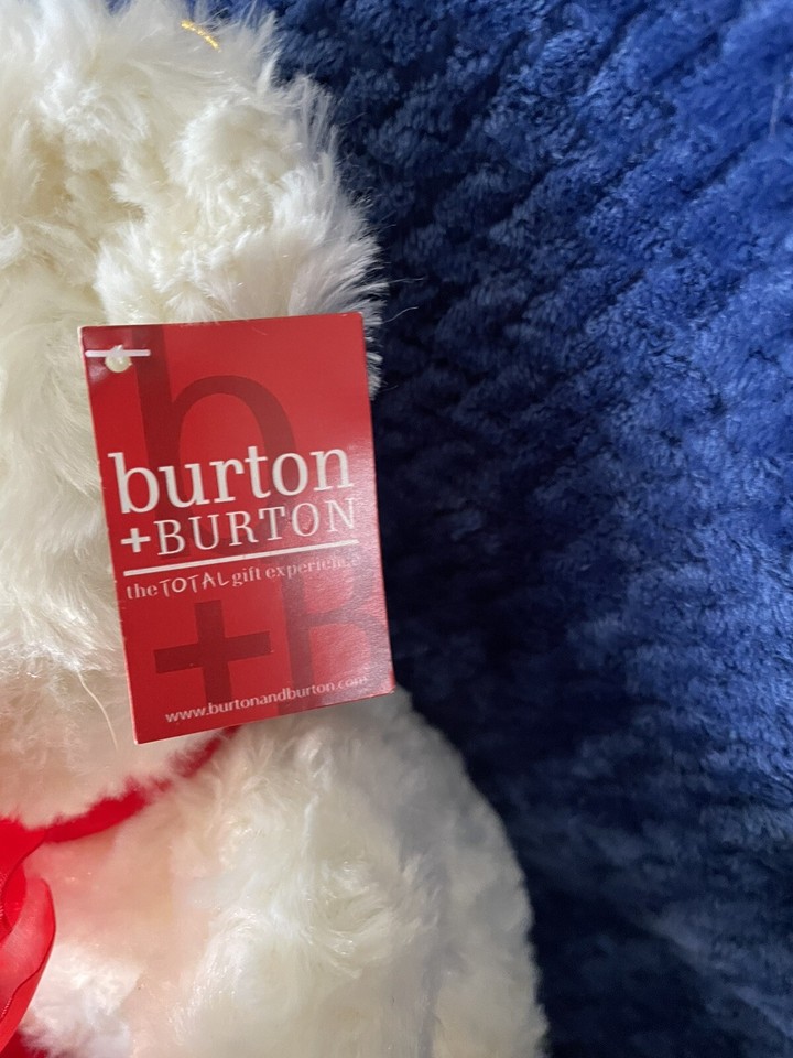 White Teddy Bear with Red Heart 15” Valentines Plush Animal from Burton ...