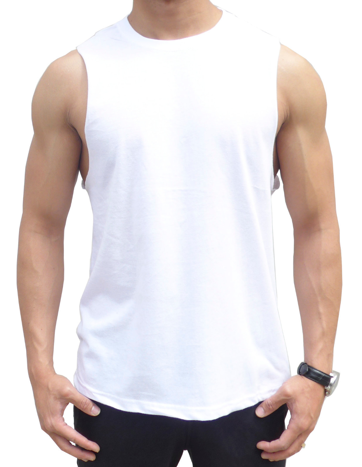 NEW MENS PLAIN RAW EDGE MUSCLE TANK RACER BACK GYM SINGLET Y BACK ...