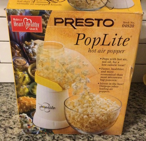 Presto PopLite Electric Hot Air Popcorn Popper Maker 04820 HEALTY EUC ...