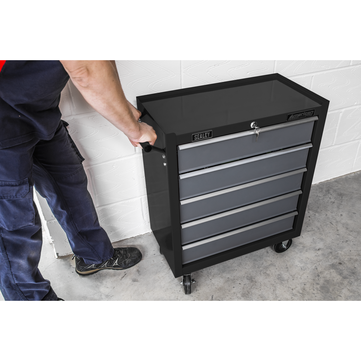 Sealey Roll cab 5 Drawer with Ball Bearing Slides Black/Grey AP2505B ...