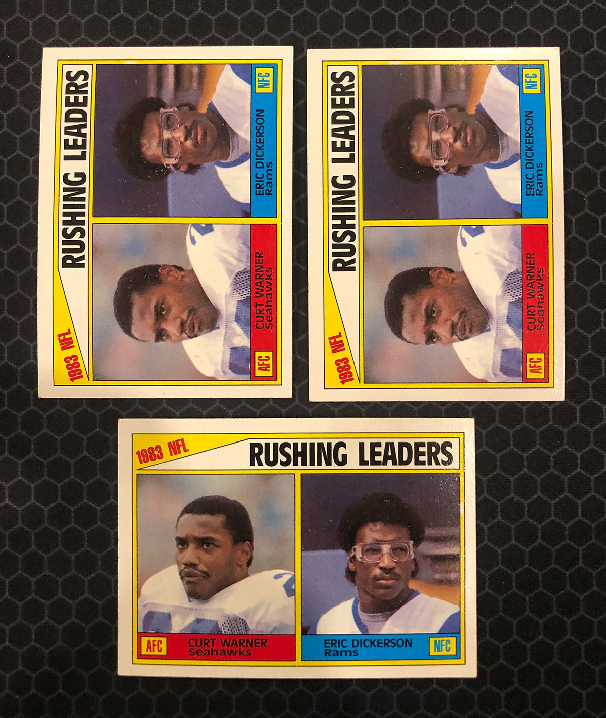 (LOT of 3) - 1984 Topps #204 Rushing Leaders - Curt Warner / Eric ...