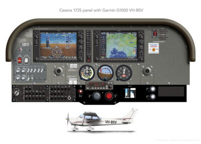 Cessna 172 Garmin 1000 Instrument Panel VH-BSV - A3+ Profile Print ...