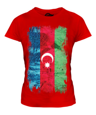 AZERBAIJAN GRUNGE FLAG LADIES T-SHIRT TEE TOP AZERBAYCAN AZERI ...