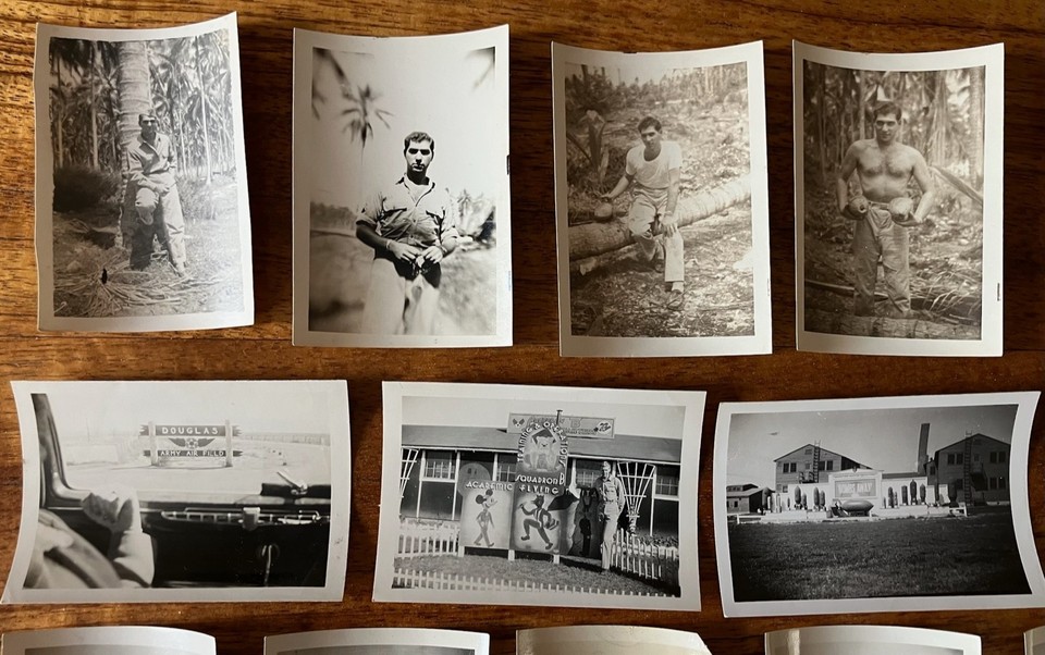 (42) WW2 1940s US Army Air Corps 2 1/2" x 3 1/2" Photos from Pilot Chas ...