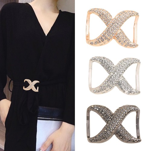 X Shaped Scarf Ring Buckle Full Rhinestones Neckerchief Shawl Clasp ...