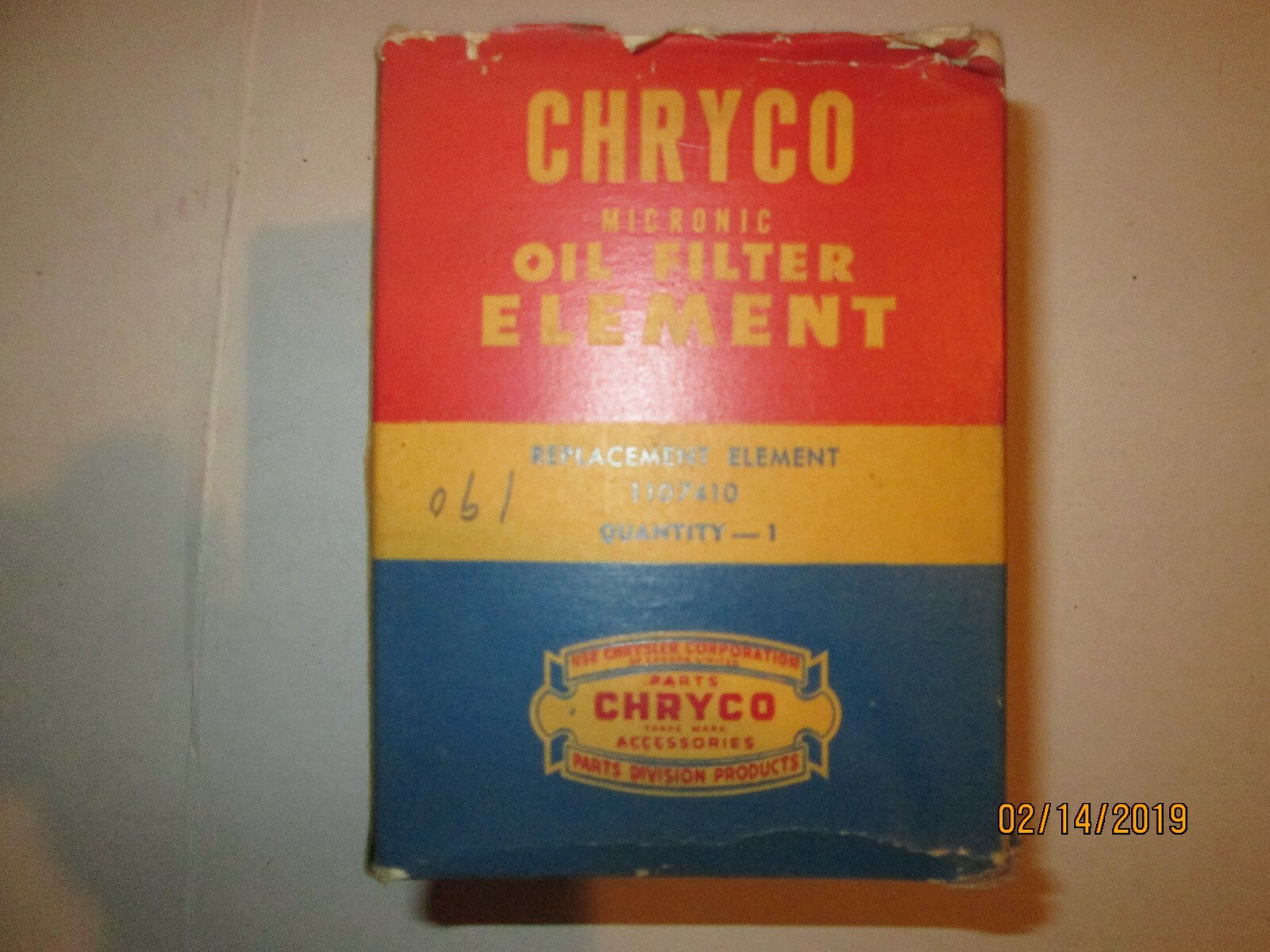CHRYCO OIL FILTER ELEMENT MICRONIC 1107410 MOPAR DODGE PLYMOUTH NOS OEM ...