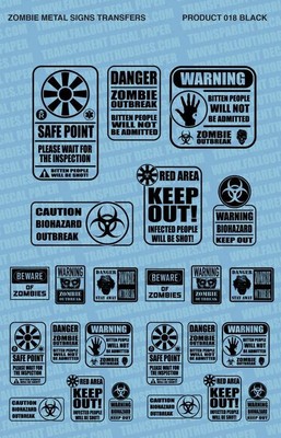 Black Zombie Hazard Signs Decals Fallout Hobbies Abziehbilder Decal ...