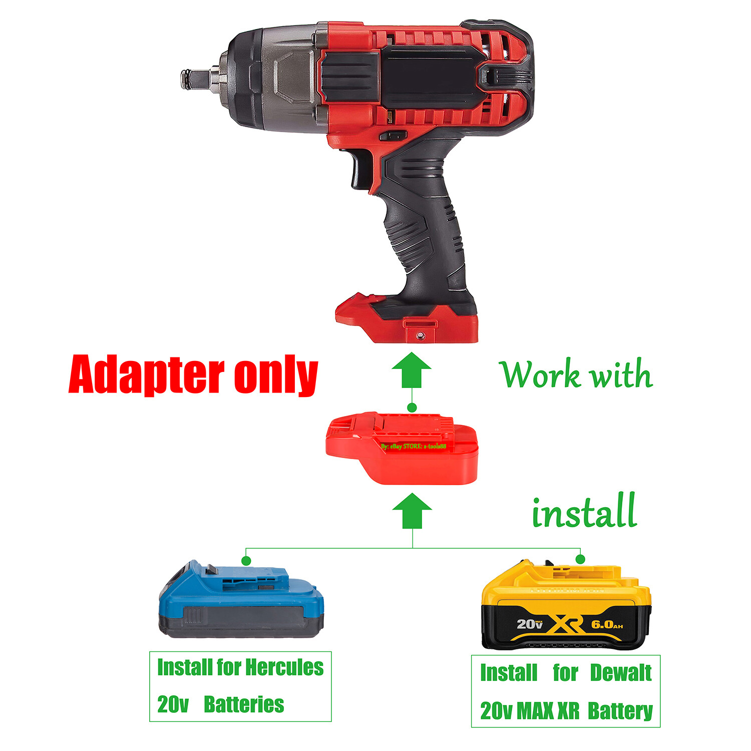 1x Adapter Convert for Hercules 20v or DeWalt 20v MAX Battery To Bauer ...