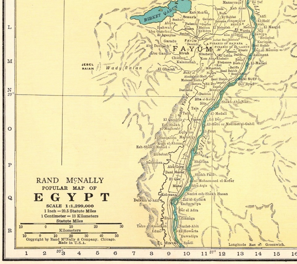 1940 Vintage MAP of EGYPT Antique Egypt Map Nile River Gallery Wall ...