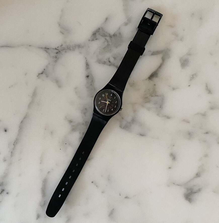 Vintage 1985 Swatch Watch Women's Nicholette LB105 Black With Battery ...