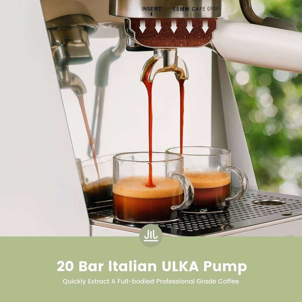 GEVI 20 Bar Semi-Automatic Espresso Machine OPV Dual Display 58mm Milk ...