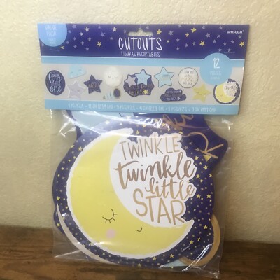 TWINKLE TWINKLE LITTLE STAR Cutout Wall Art Party Decor Supplies 12 ...