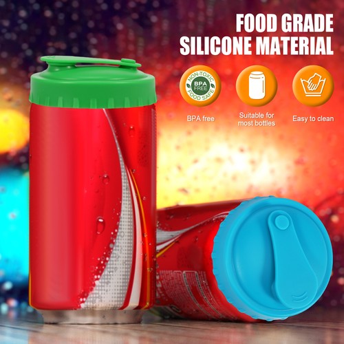 6Pcs Can Lids Food Grade Silicone Soda Can Cover Reusable Can Topper ...