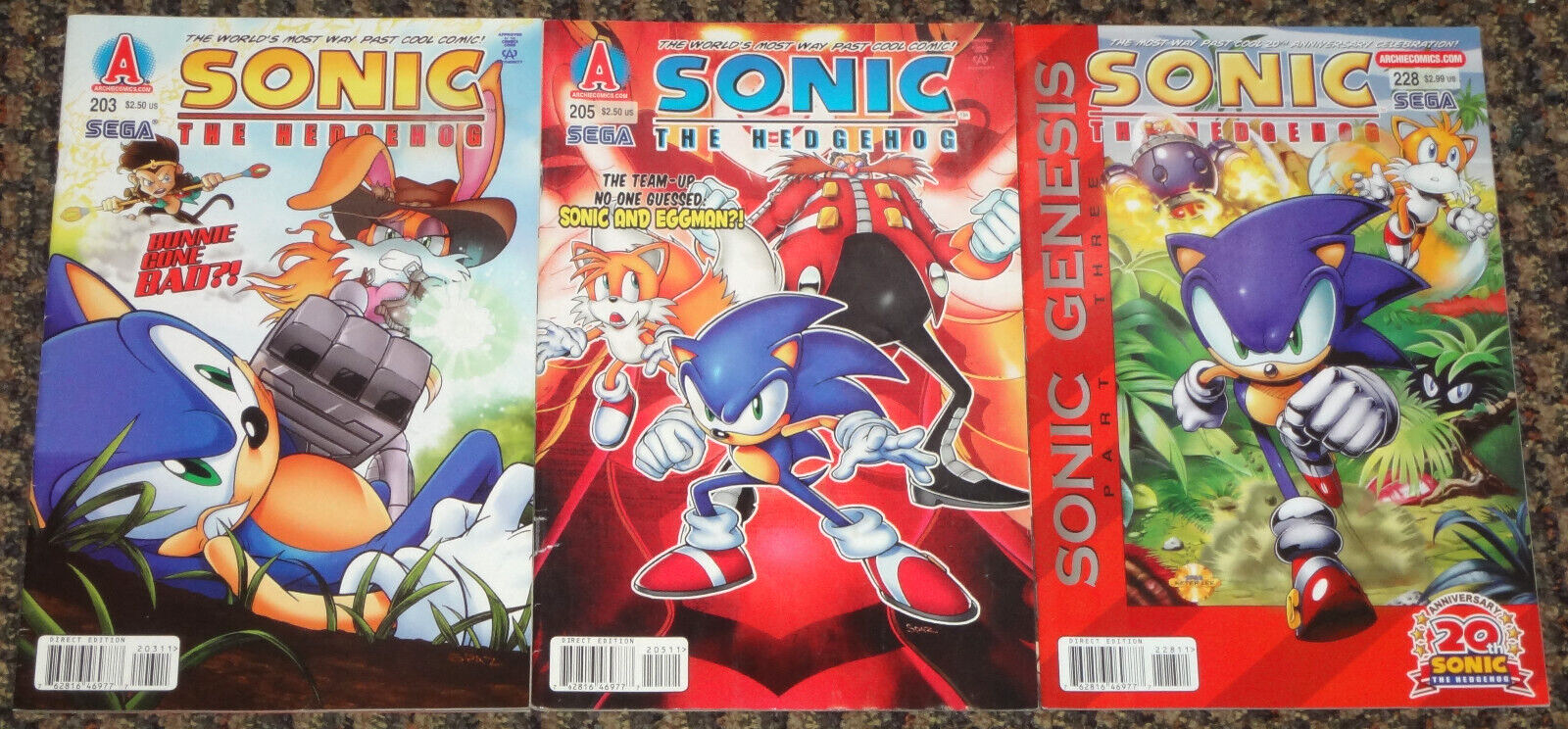 ARCHIE SONIC THE HEDGEHOG #203 205 228 VG/FN-VF+ COMIC BOOK LOT TAILS ...