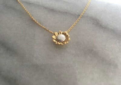Dainty sunflower necklace | eBay