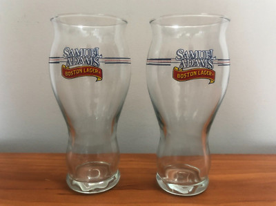 TWO (2) SAM ADAMS BOSTON LAGER PINT GLASSES BEER BREW BAR BARTENDER ...