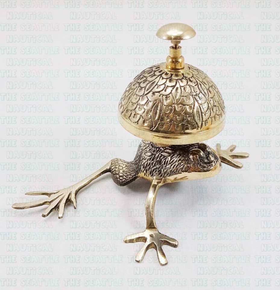 Solid Brass Frog Bell Office Table Desktop Bell Counter Reception Call ...