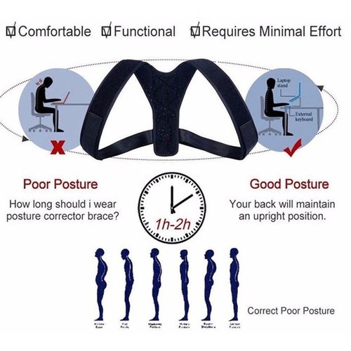 True Fit Posture Corrector Belt Adjustable Back Brace Straightener For ...