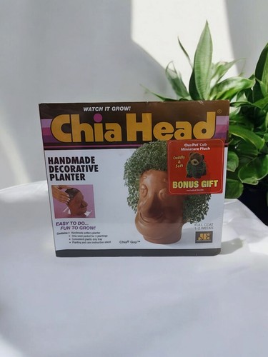 NEW VINTAGE CHIA PET HEAD HANDMADE DECORATIVE PLANTER "CHIA GUY" Sealed ...