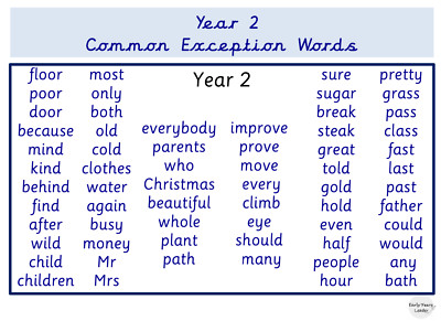 Year 2 Common Exception Word Mat Vocabulary Education Primary Age 6-7 ...