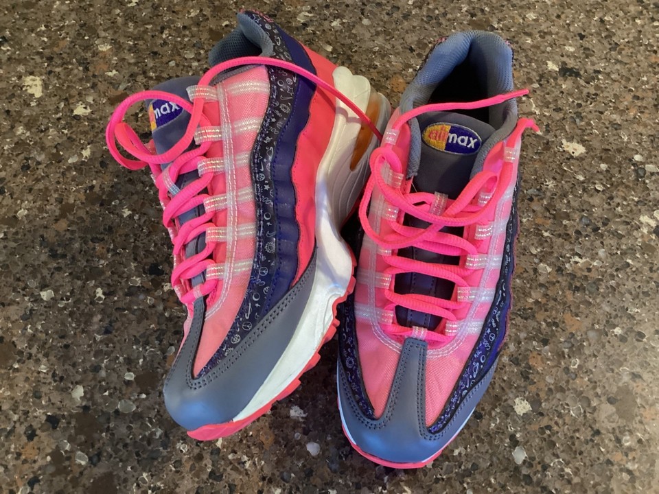 NIKE AIR MAX 95 GS SZ 6Y REGENCY PURPLE / LASER ORANGE Girls size 7Y ...