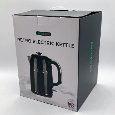 Servappetit Black Retro Style SERV Corded Electric Water Kettle 1.7L ...
