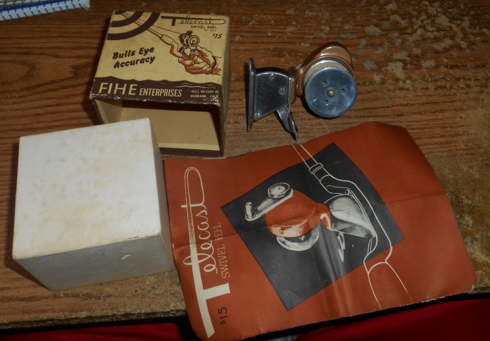 VINTAGE FIHE ENTERPRISES TELECAST SWIVEL REEL/IN BOX/ULTRA RARE! | eBay
