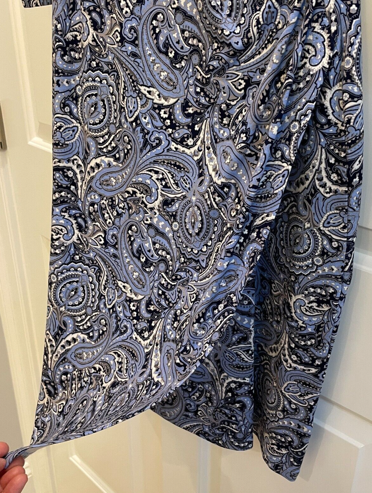 NWOT Talbots Faux Wrap Dress, Paisley, Windsor Blue-Wht, Rayon, Sz ...