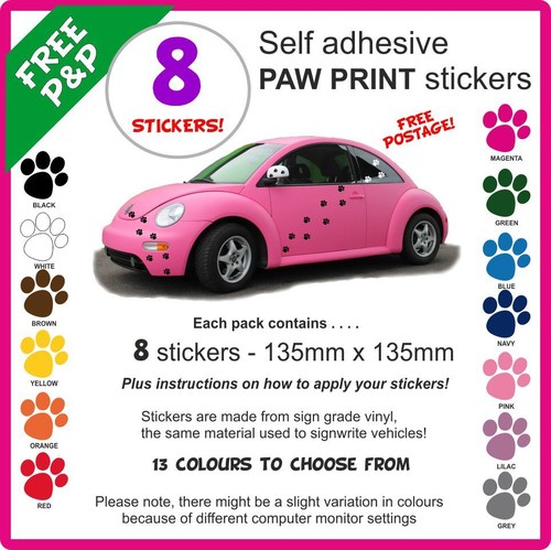 8 dog paw print car stickers decals paw craft stickers paw print vinyl ...