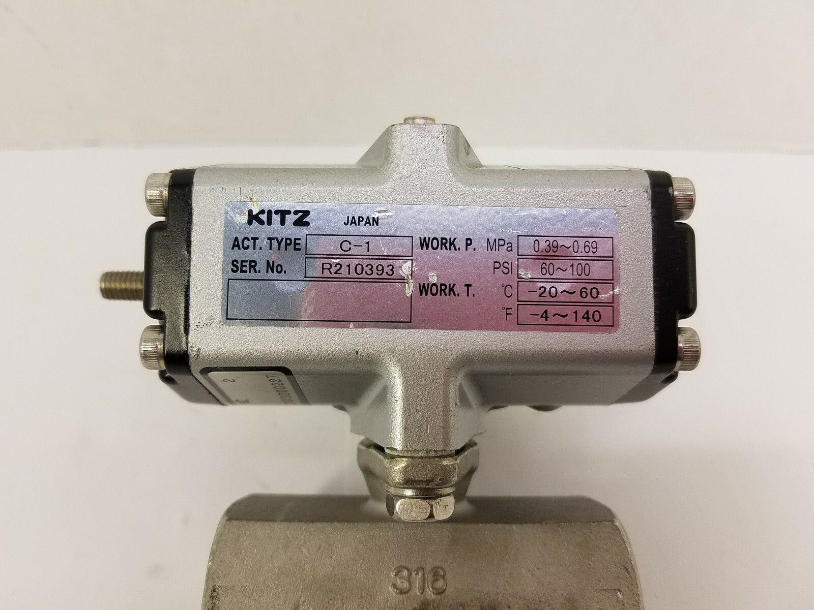 KITZ C-UTE 1 "C Series" 316 Stainless Steel Pneumatic Actuated Ball ...