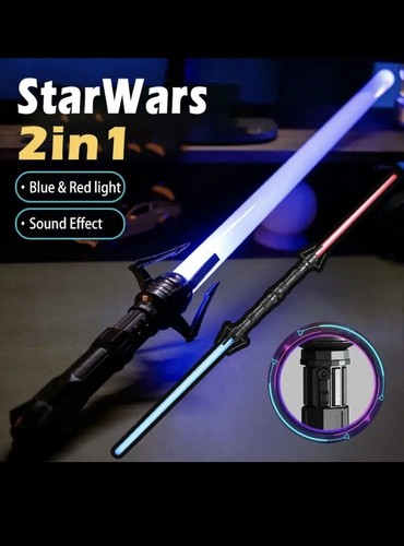 2pcs Laser Sword Lightsaber Red and Blue Star Wars Retractable Toy Gift ...