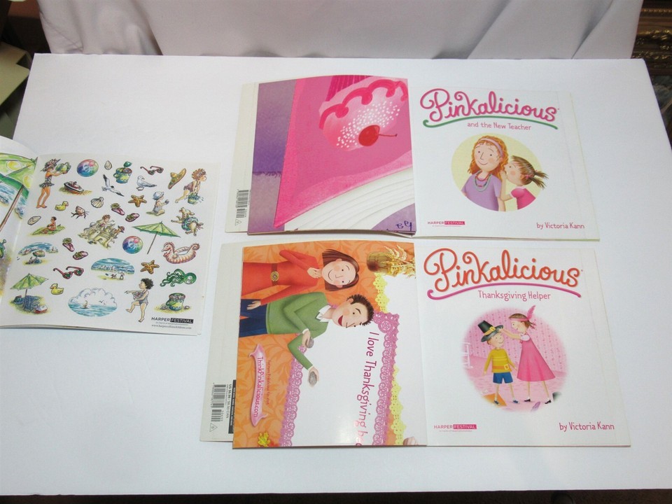 Lot 6 Pinkalicious & Fancy Nancy Picture Book w Stickers Thanksgiving ...