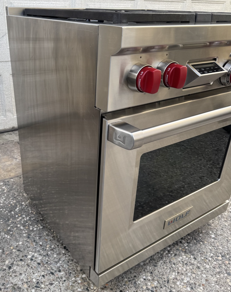 Wolf DF304 - 30" PRO Dual Fuel Range 4 Burners Stainless Red Knobs | eBay