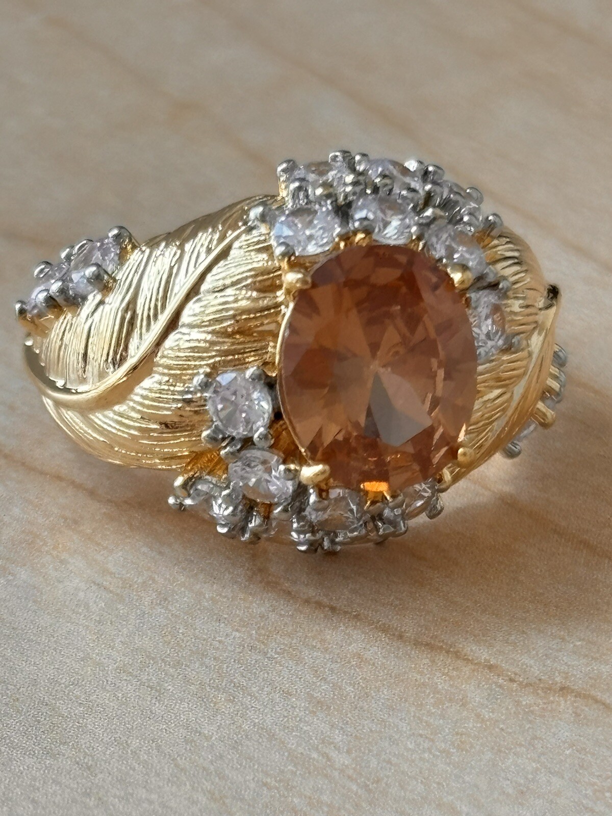 Orange Orange Stone Ring/ Gold Tone/ Size 8/ NEW W/o … - Gem