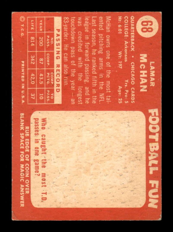1958 Topps #68 Lamar McHan G 557066 | eBay