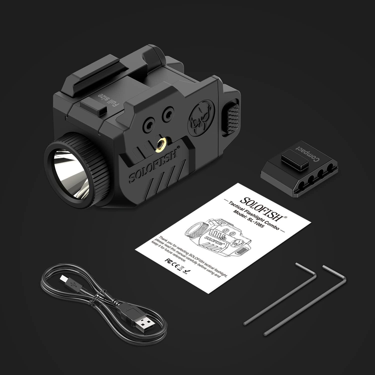 SOLOFISH 600lm Flashlight & Red/Green/Blue Laser Sight Combo Pistol ...