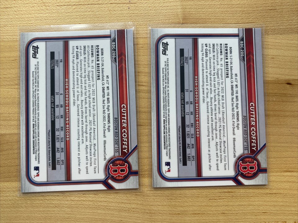 CUTTER COFFEY BDC-200 2022 BOWMAN DRAFT BASE CHROME 1ST BOWMAN (2 Cards ...