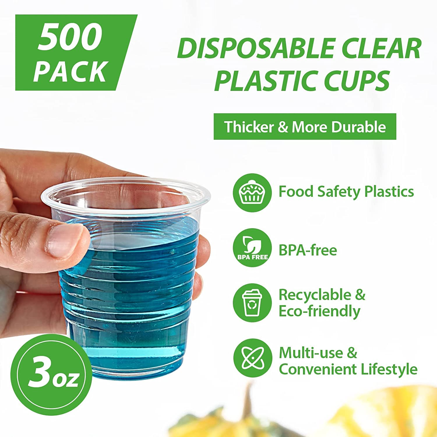 500 Pack 3 Oz Clear Plastic Cups, Small Disposable Bathroom Cups, 3 ...