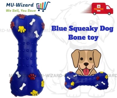 Blue Squeaky Dog Bone Toy Puppy Play with Dog Print design Noise Bone ...