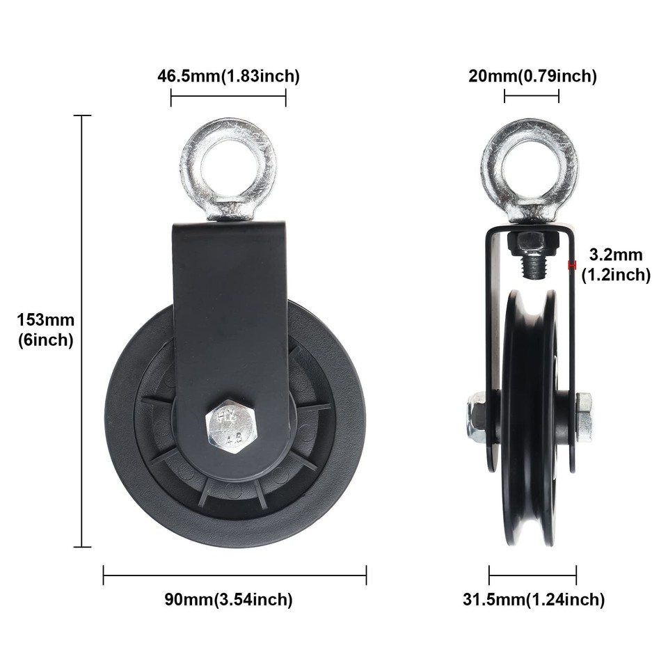 4 Pack 90MM Gym Cable Pulley Wheel for LAT Lift Pulley System Cable ...