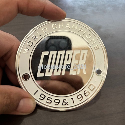 Vintage Mini cooper world champions White Chrome Badge 1959 1960 Pure ...
