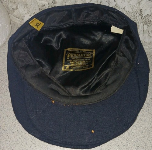 Vintage Pendleton Portland Oregon Navy Blue 100% Virgin Wool Newsboy ...