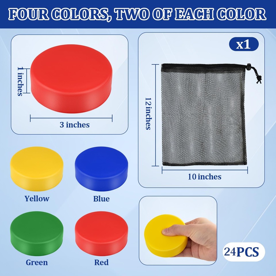 24 PCS Sport Foam Ice Hockey Pucks 3 Inch Ice Hockey Pucks with Mesh ...
