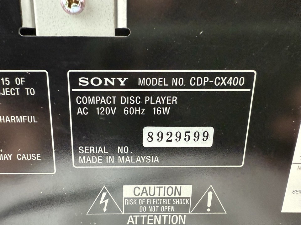Sony CDP-CX400 Mega Storage 400 CD Disc Changer Player No Remote ...