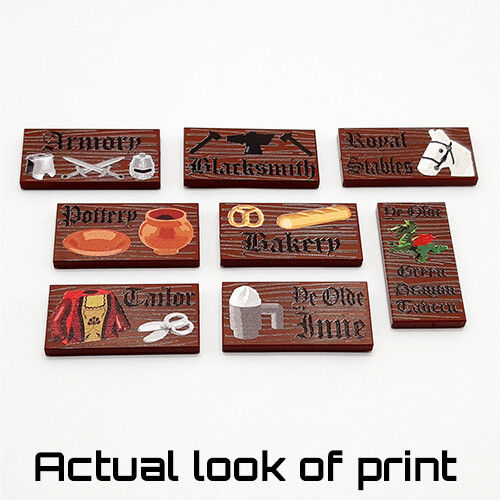 Custom Printed LEGO Tiles - Medieval Craft/Guild Sign pack (Reddish ...