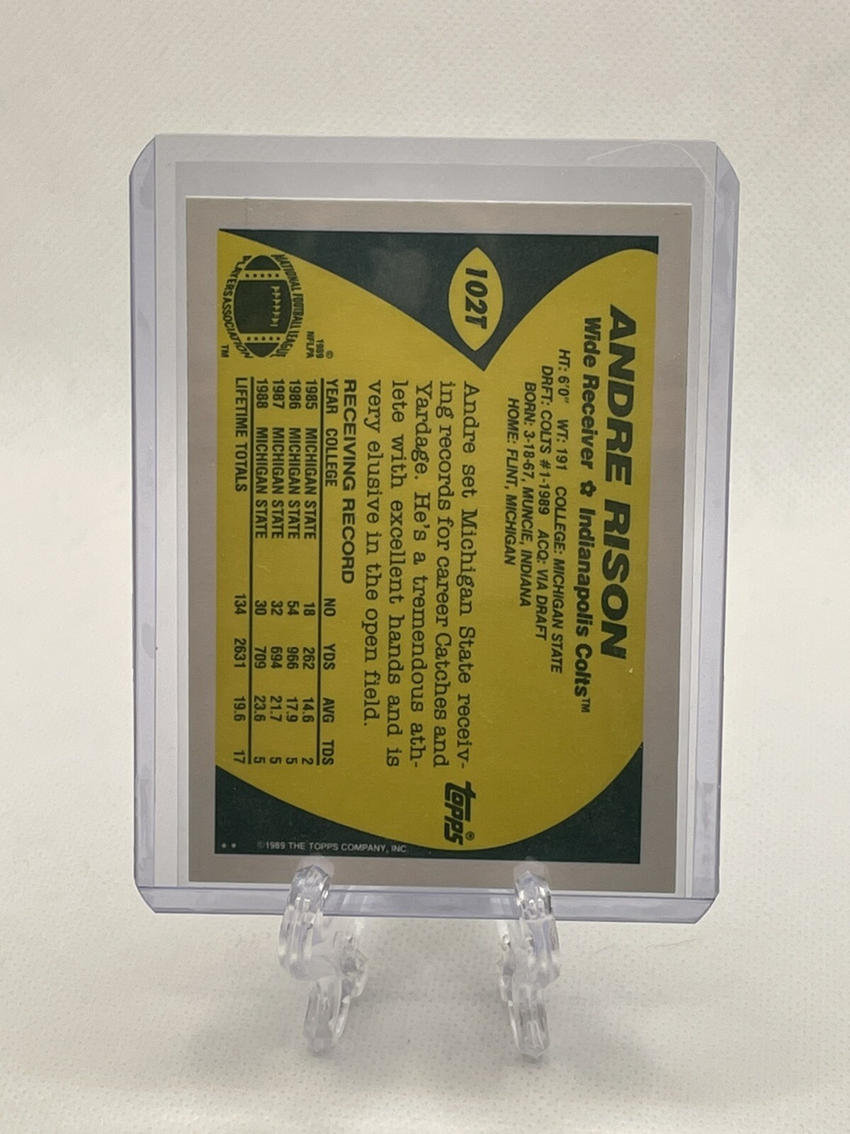 1989 Topps Traded Andre Rison Rookie Football Card #102T Colts | eBay