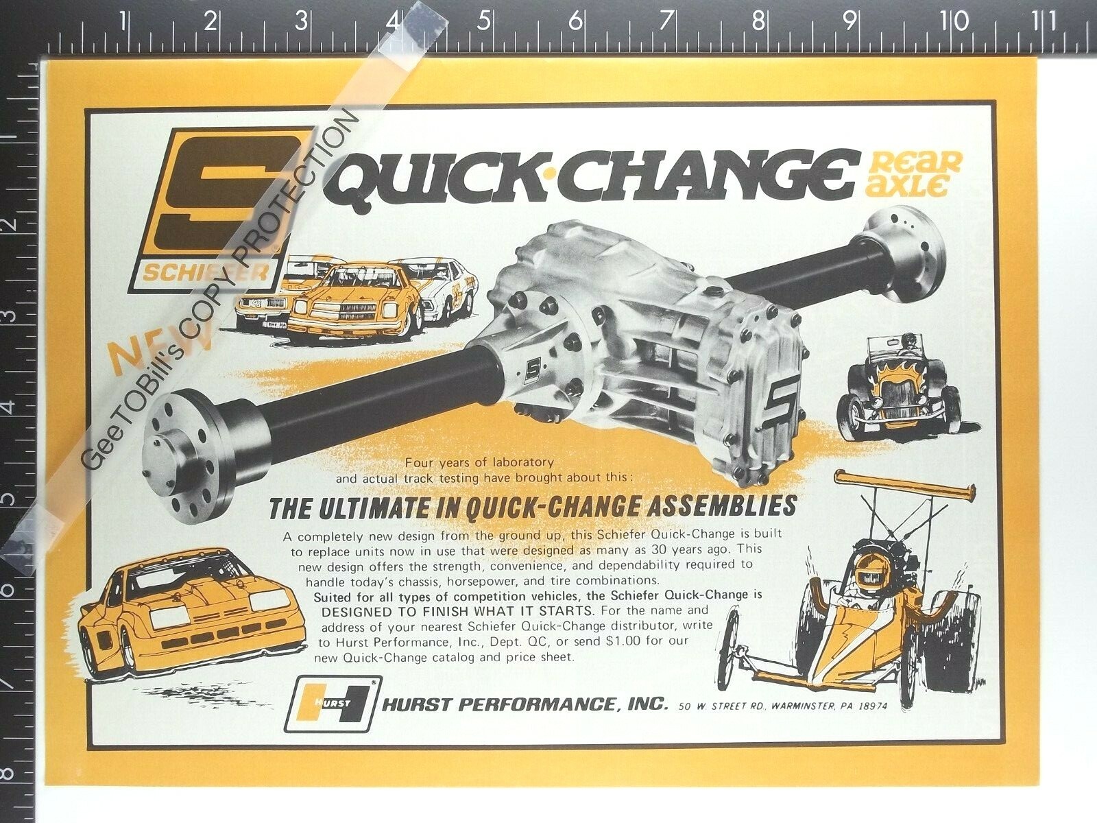 1977 AD for Hurst Performance Schiefer quick change drag racing rear ...