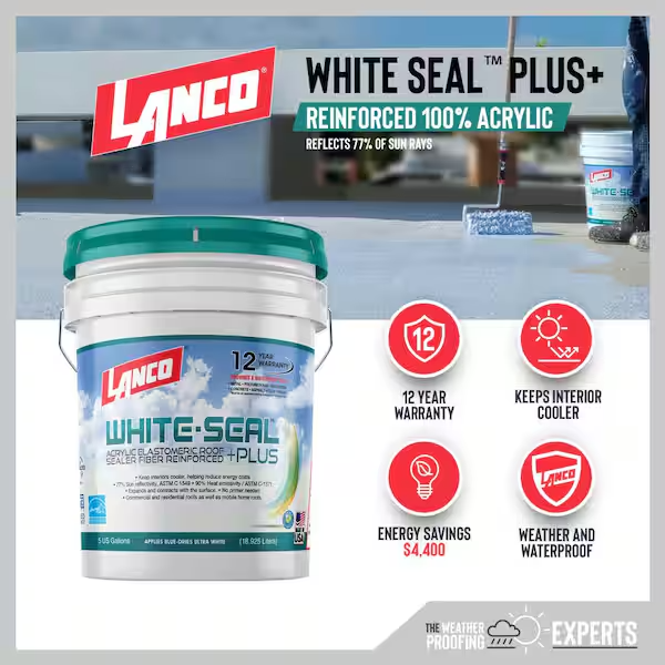 White-Seal plus 1 Gal. 100% Acrylic Elastomeric White Reflective Roof ...
