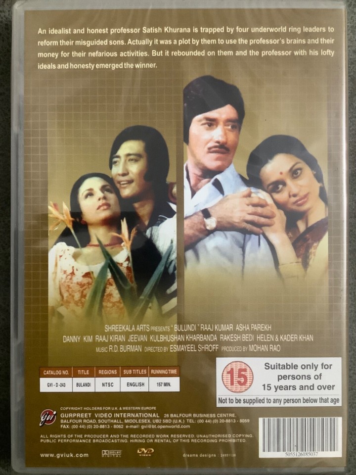 Bulundi - *Raaj Kumar *Asha Parekh *Jeevan *Helen Bollywood DVD | eBay
